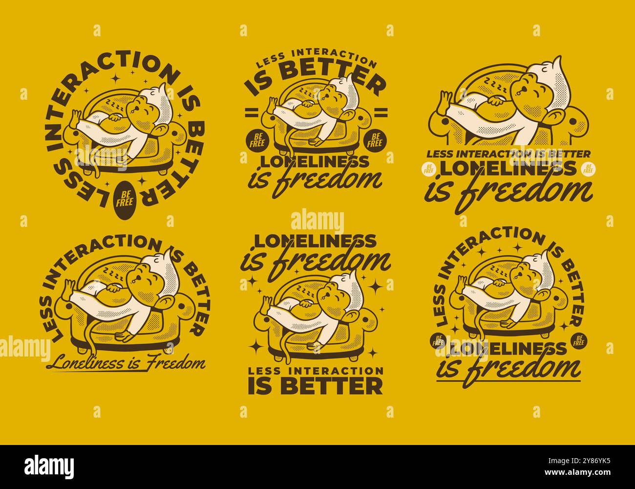 Less interaction is better. Character illustration of monkey sleep on ...