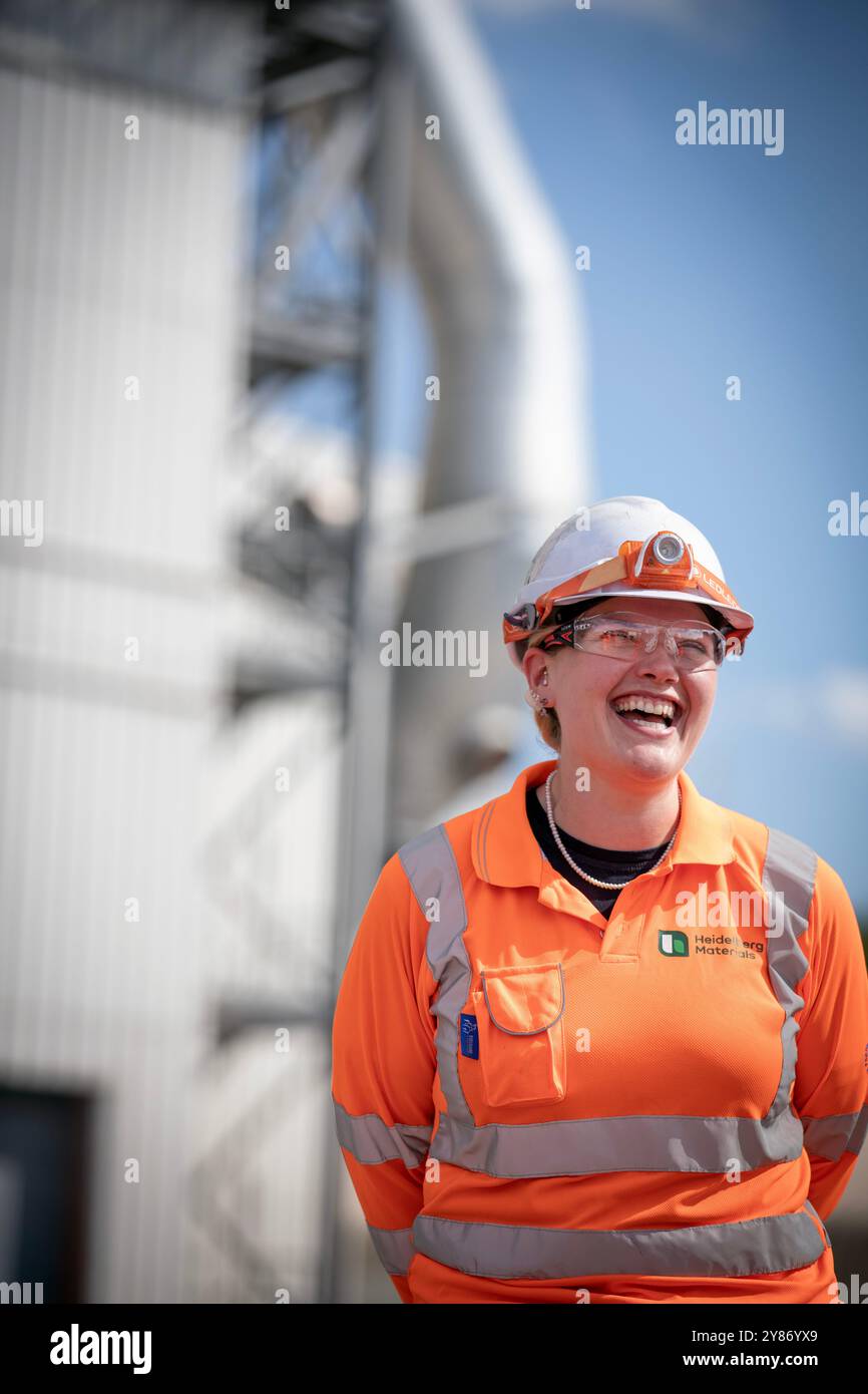 Lauren Kinch, Kiln Engineer, pictured at the cement production facility ...