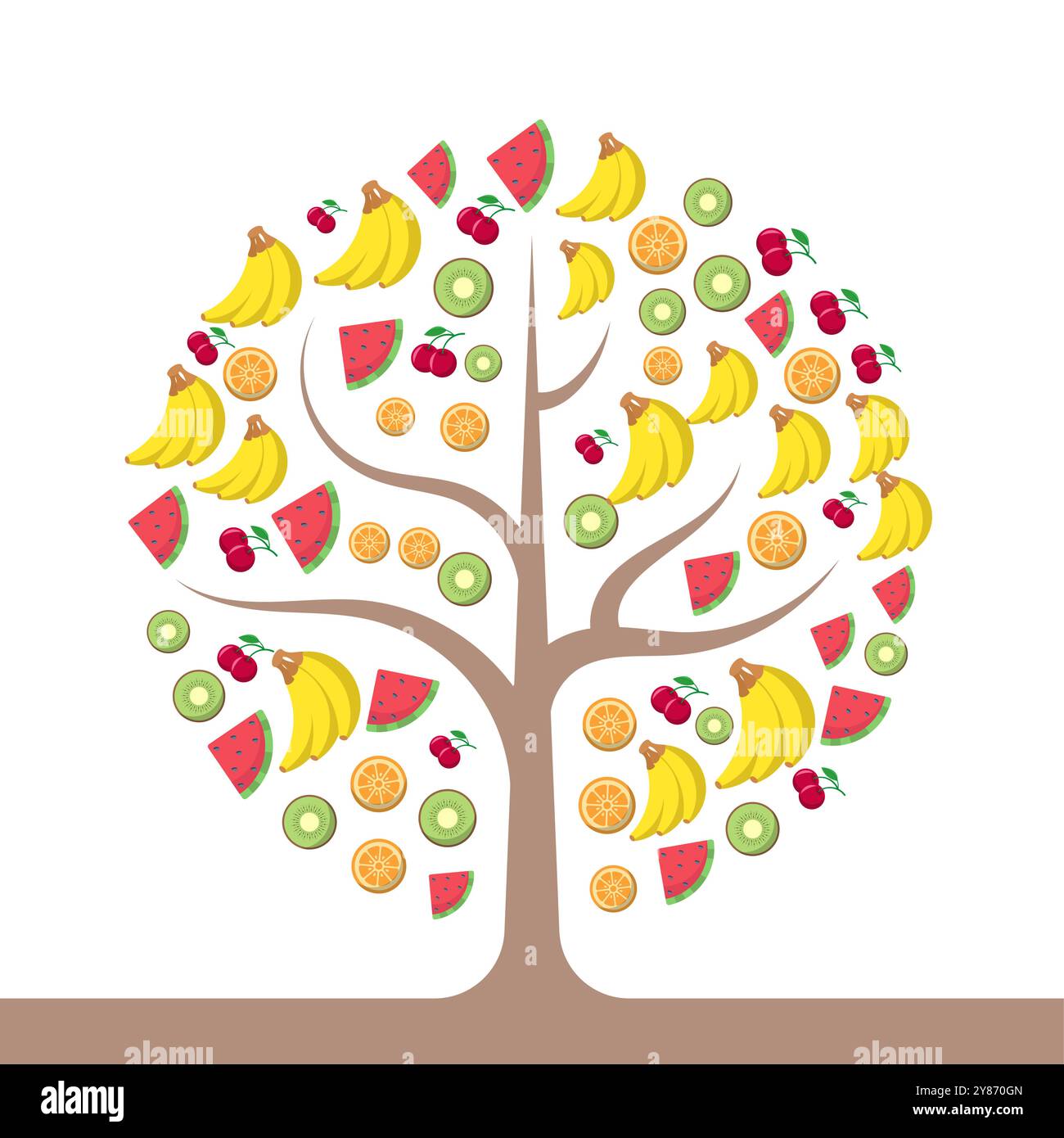 Abstract tree with fruit on a white background. Vector illustration ...