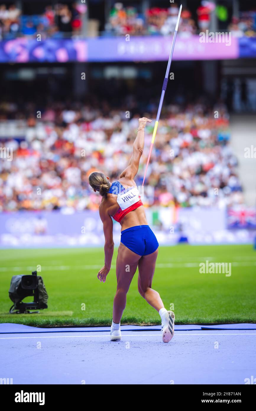 Anna Hall participating in the Javelin Throw at the Paris 2024 Olympic ...
