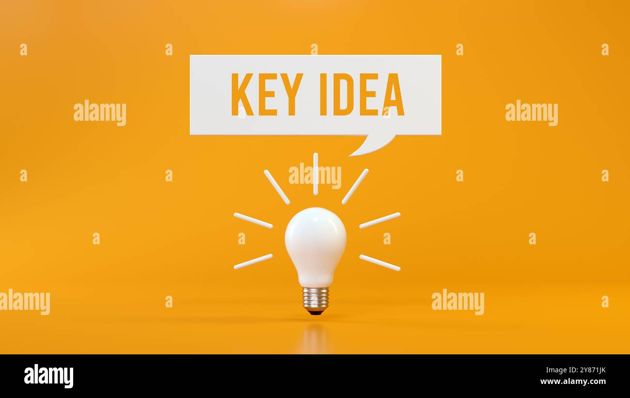 Key idea concept. Light bulb and speech bubble Stock Photo - Alamy