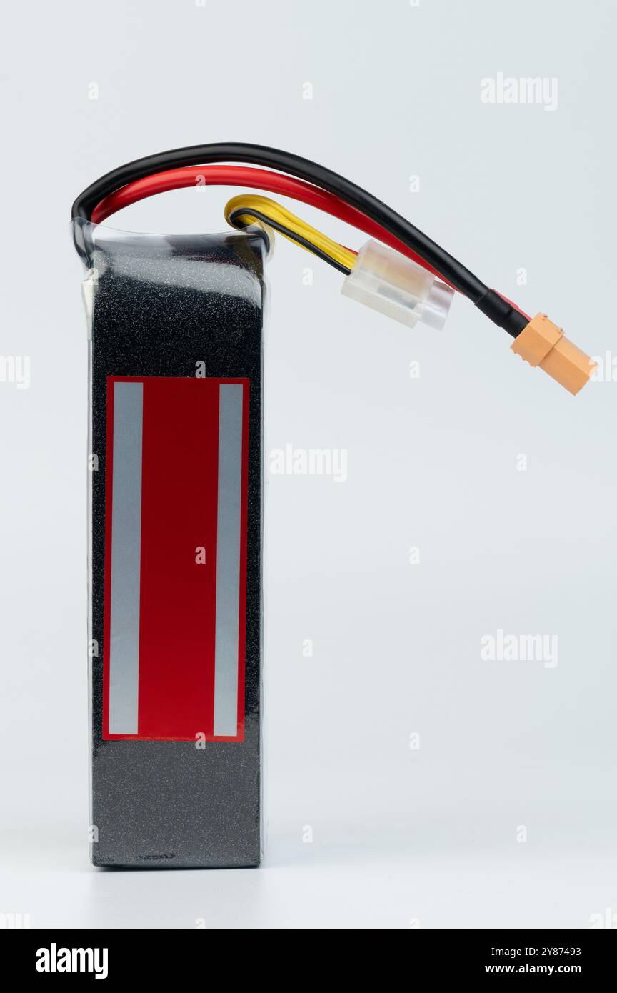 Accumulator battery pack with cables isolated on white studio ...