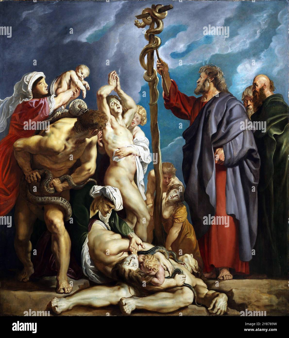 Peter Paul Rubens, Moses and the Brazen Serpent, painting in oil on ...
