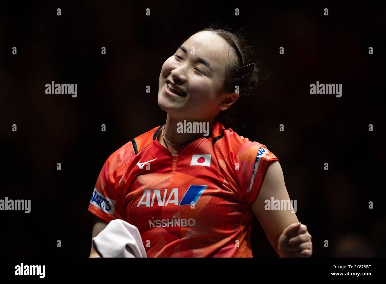 Beijing, China. 3rd Oct, 2024. Ito Mima of Japan celebrates defeating ...