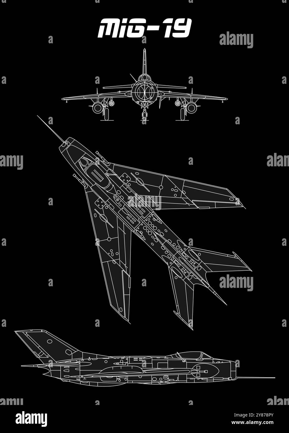 MiG-19 Jet Fighter Blueprint Stock Vector Image & Art - Alamy
