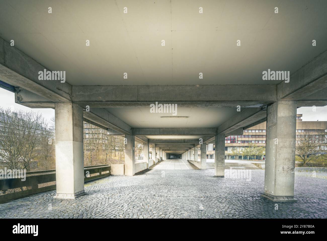 concrete urban spaces. Hallway parking lot empty space Stock Photo - Alamy