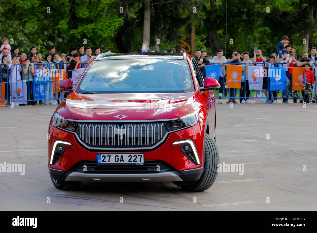 Gaziantep, Turkiye. 07 May 2023. A TOGG T10X car on show in the Turkish ...