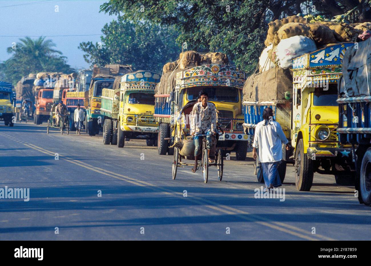Bangladesh, Dhaka, trucks with goods on their way to the city Stock ...