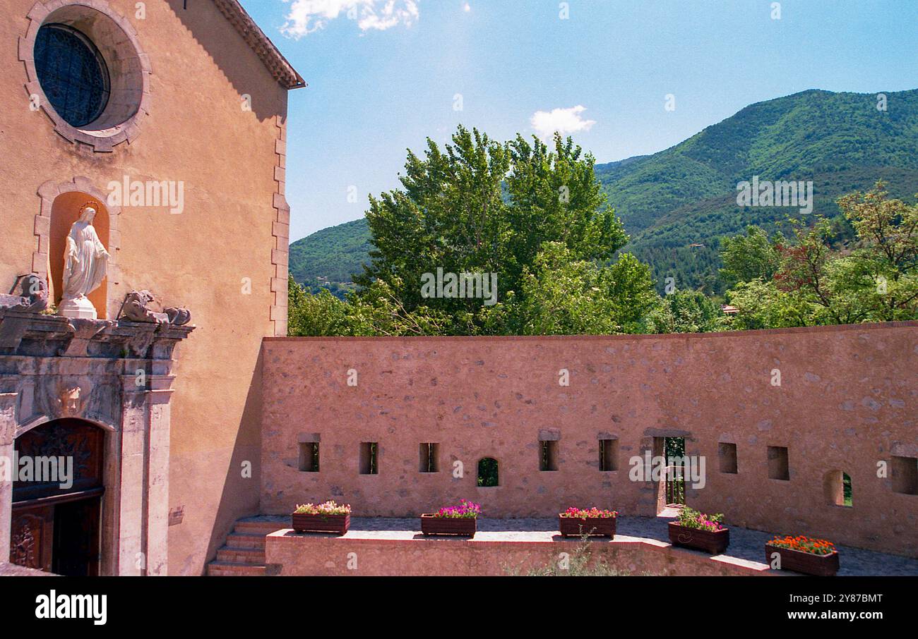 Fortification wall in Medieval alpine village of Entrevaux in Southern ...