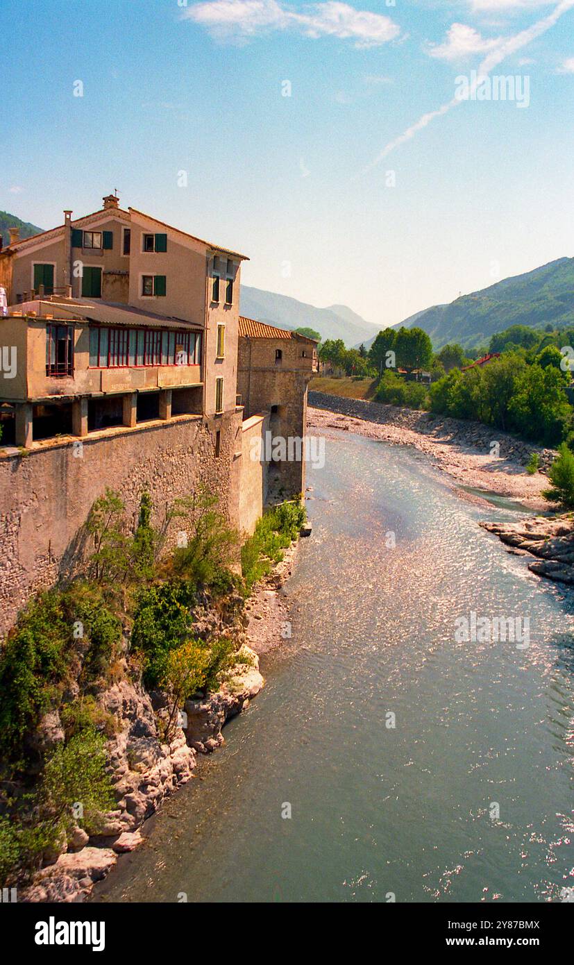 Alpine village of Entrevaux above the river in Southern French Alps ...