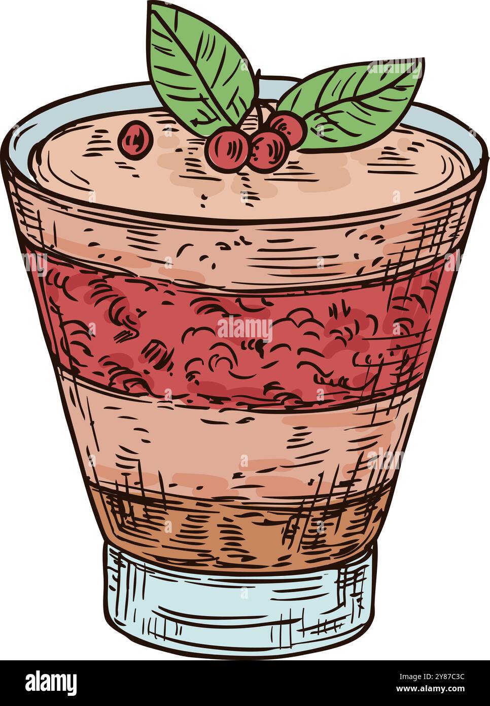 Glass of trifle with whipped cream Stock Vector Images - Alamy