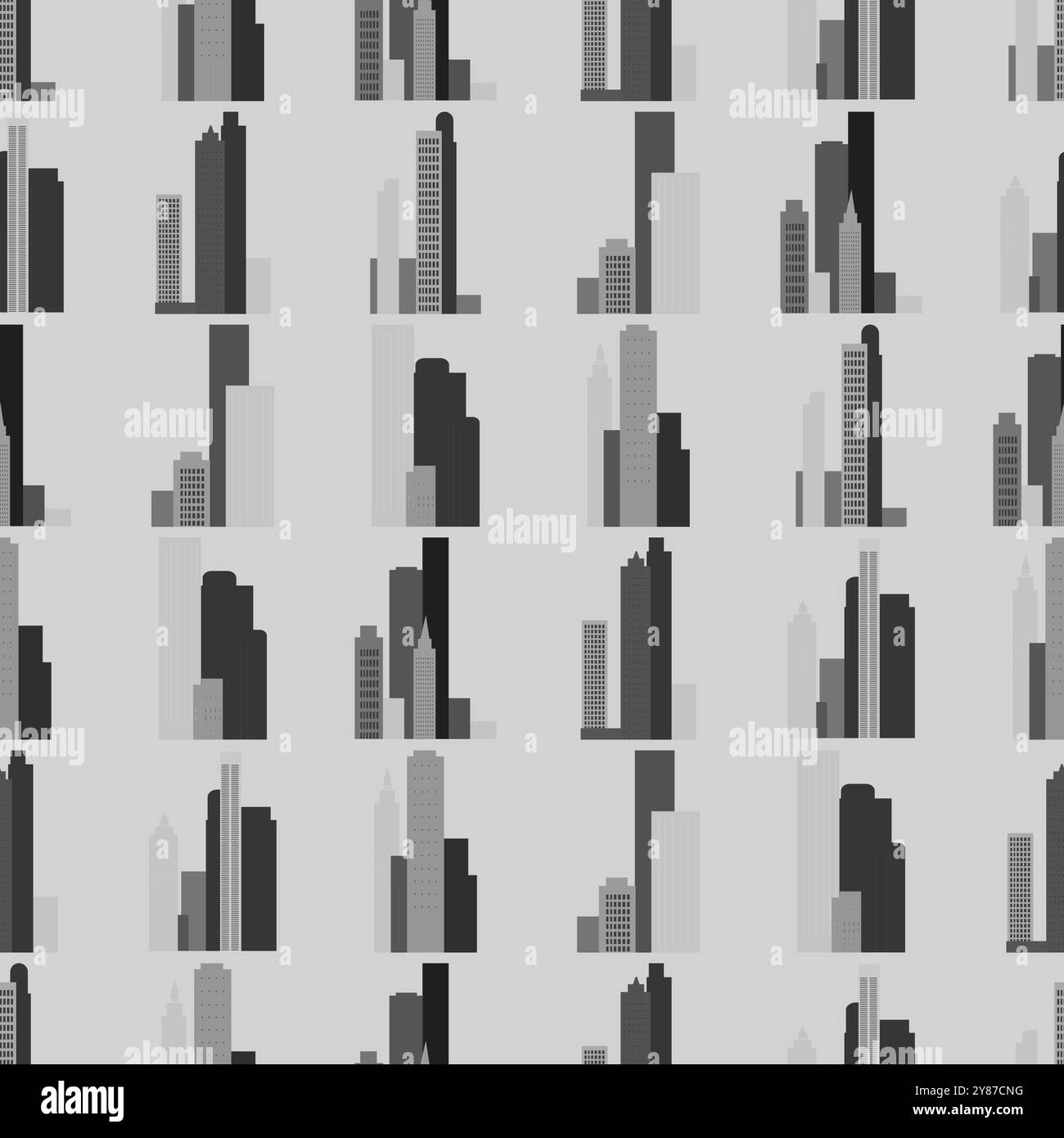 A seamless pattern of a city skyline in black and white Stock Vector ...