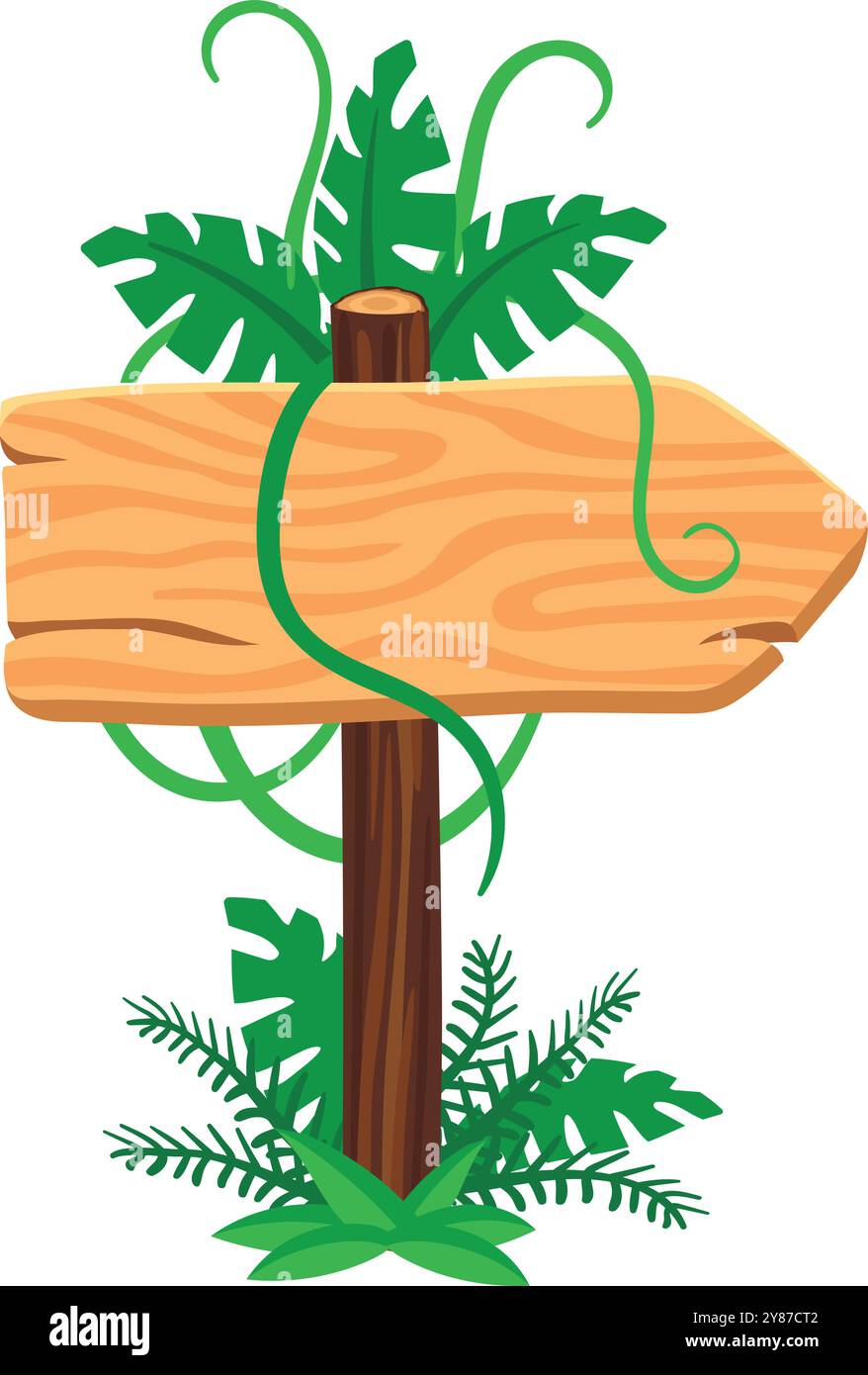 Arrow signboard template. Jungle forest game element Stock Vector Image ...