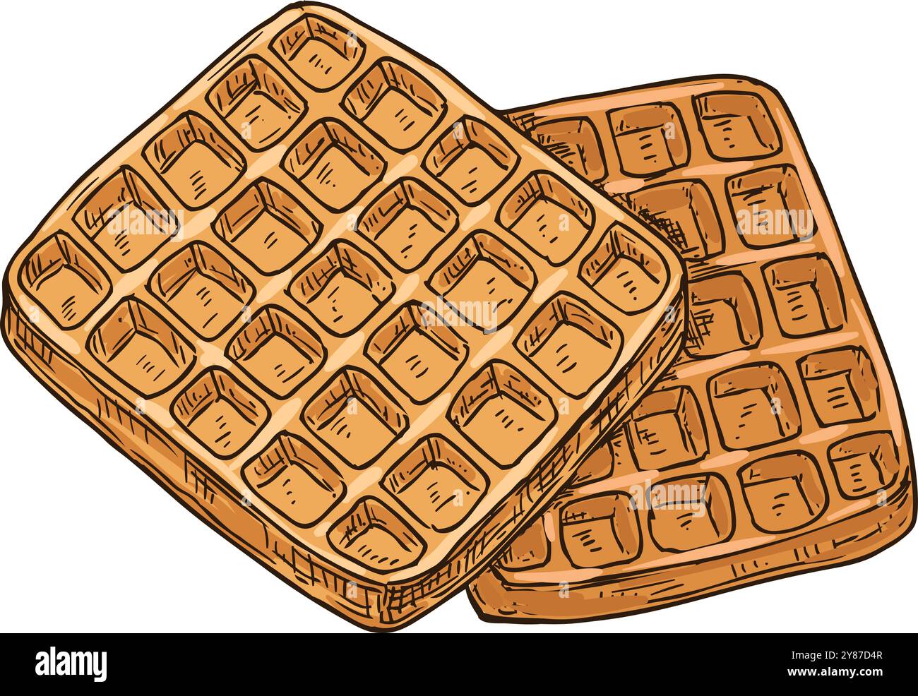 Waffles hand drawn icon. Tasty breakfast bakery Stock Vector Image ...