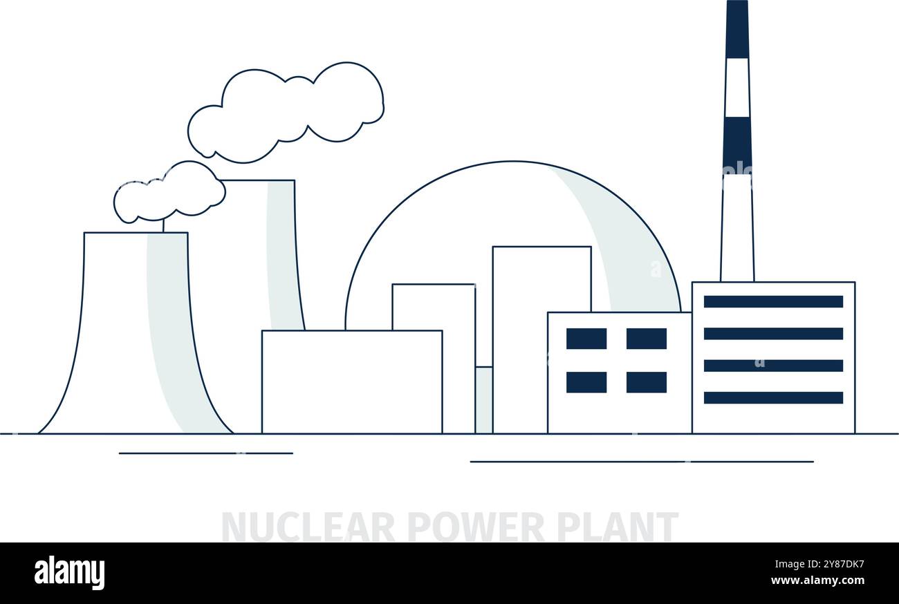 Nuclear power plant. Electric industry line icon Stock Vector Image ...