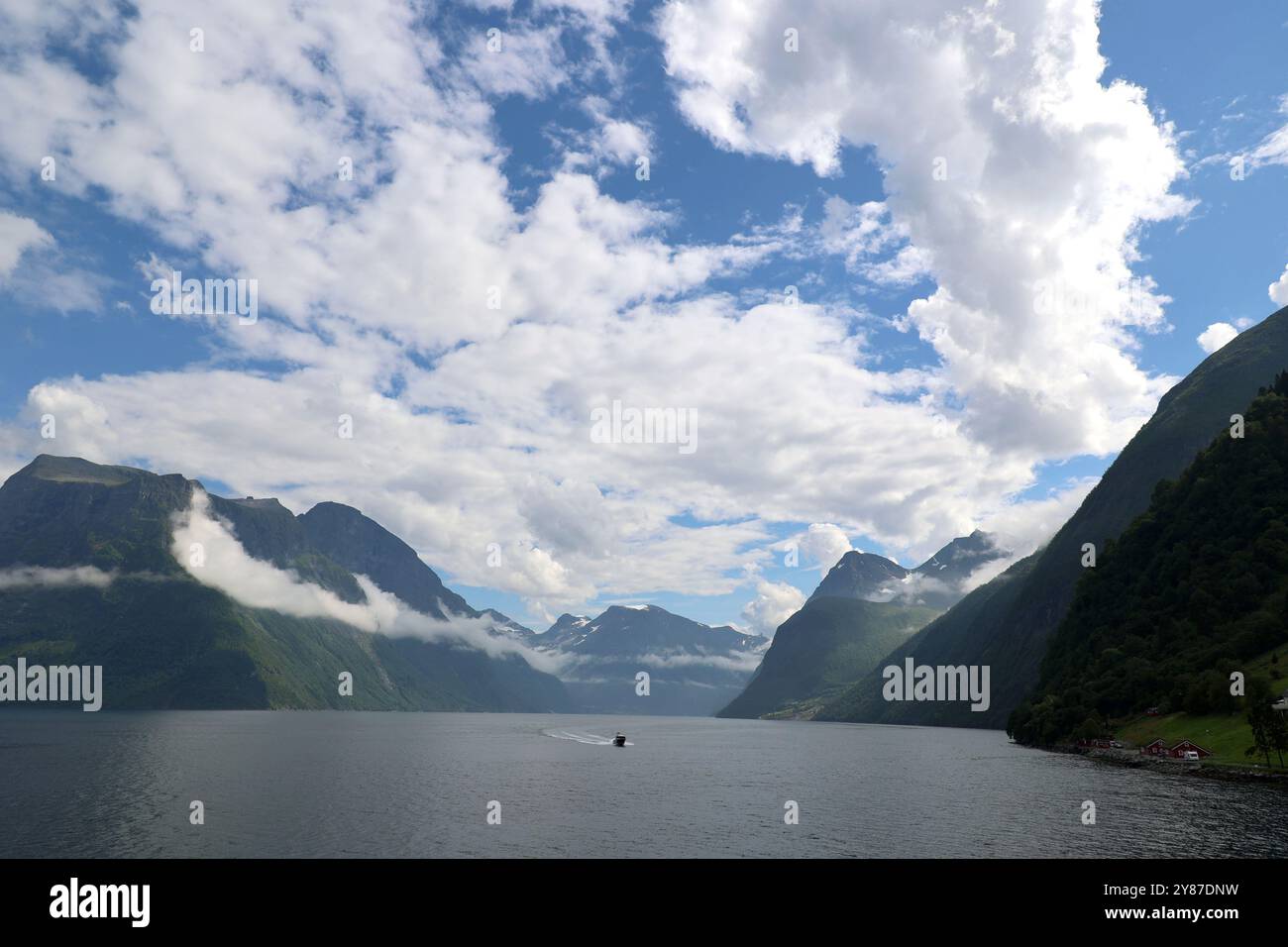 Hjorundfjord with a view of the breathtaking Sunnmore Alps, one of ...