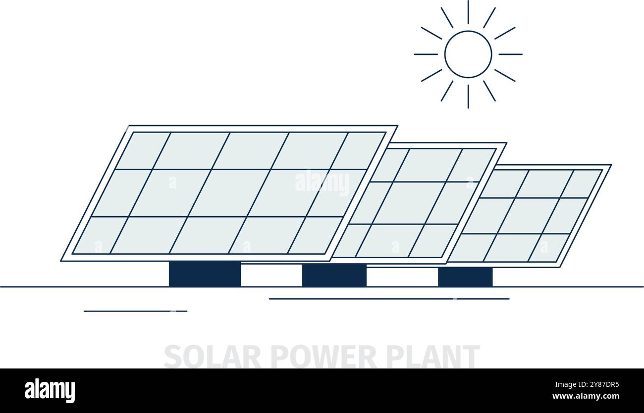 Solar power plant. Renewable energy line icon Stock Vector Image & Art ...