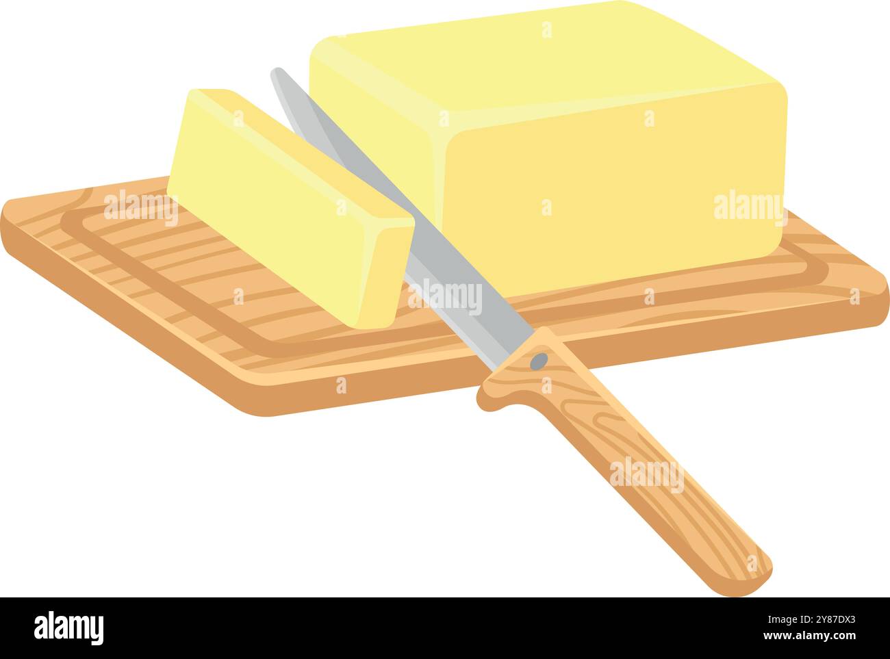 Cutting butter cartoon icon. Natural dairy ingredient Stock Vector ...