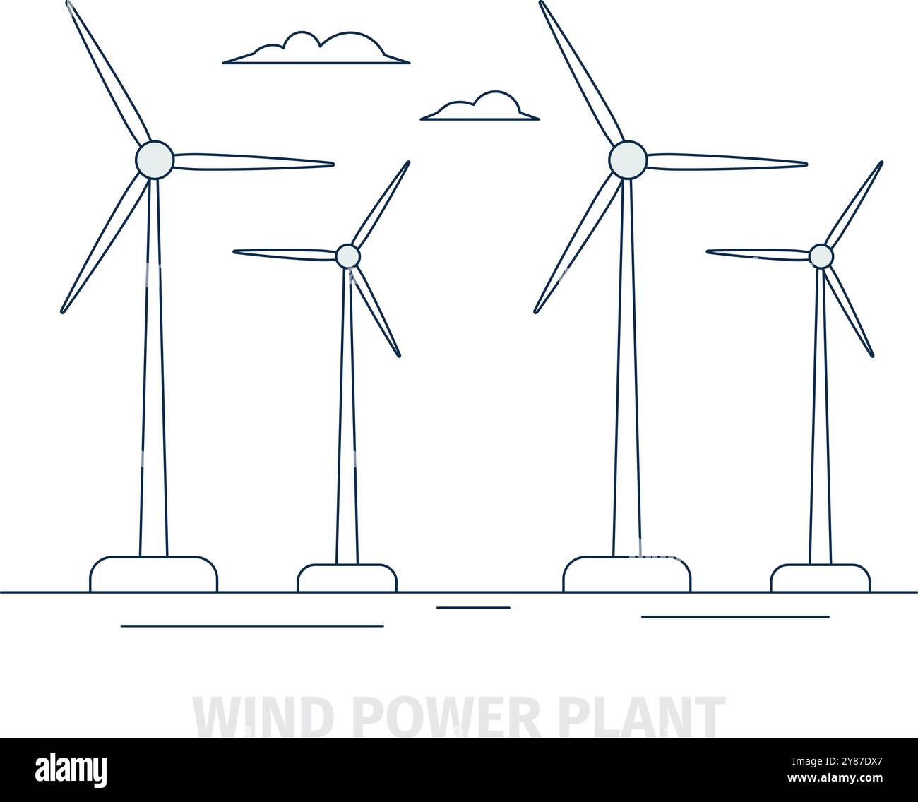 Wind power plant. Air motion energy turbines Stock Vector Image & Art ...