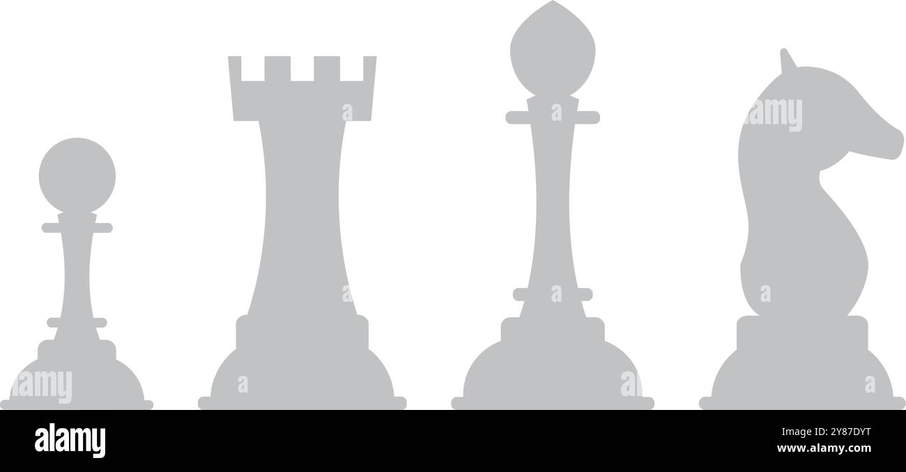 Chess pieces silhouettes. Board strategy game figures Stock Vector ...