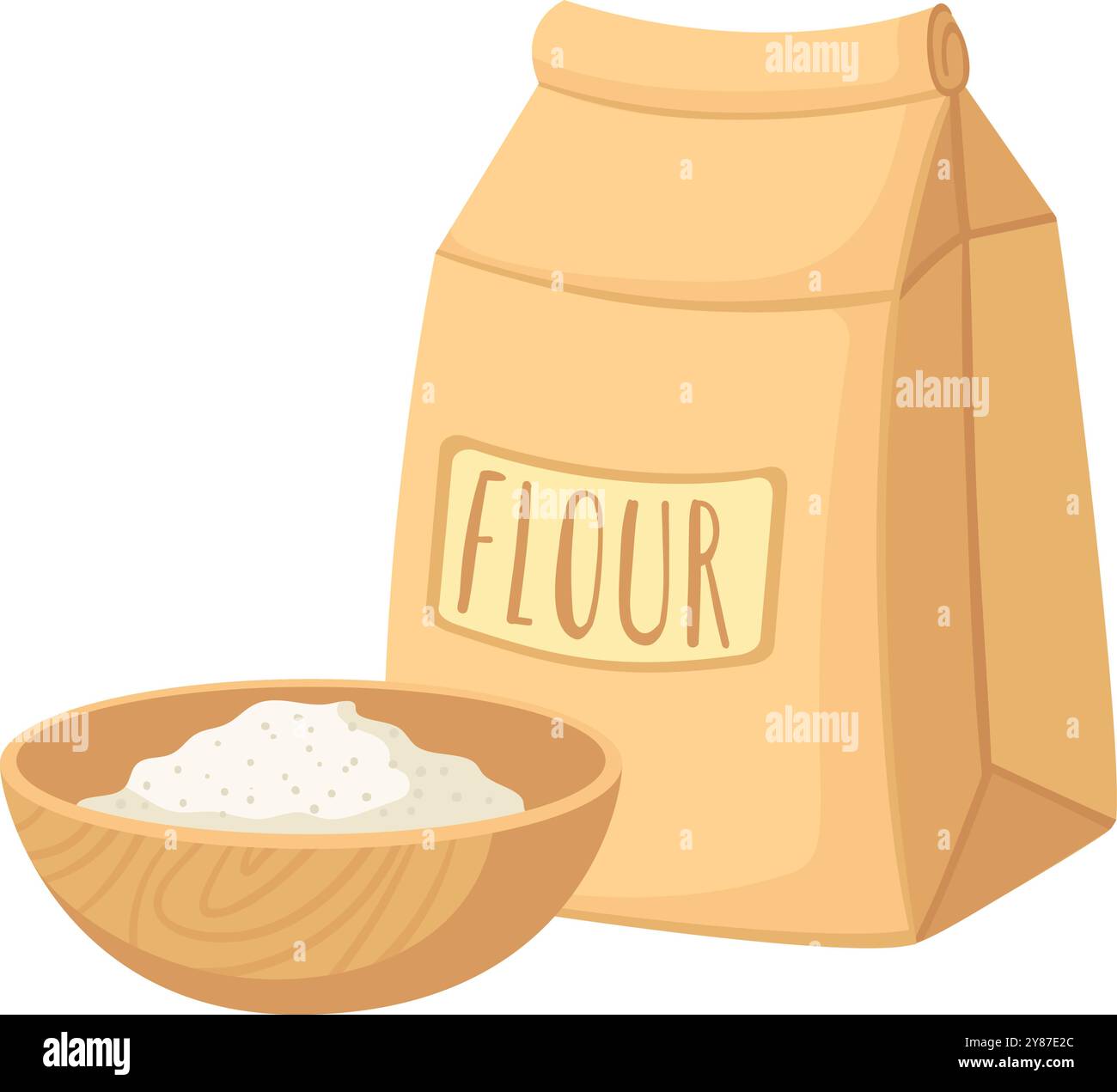 Flour bag cartoon icon. Baking ingredient bowl Stock Vector Image & Art ...
