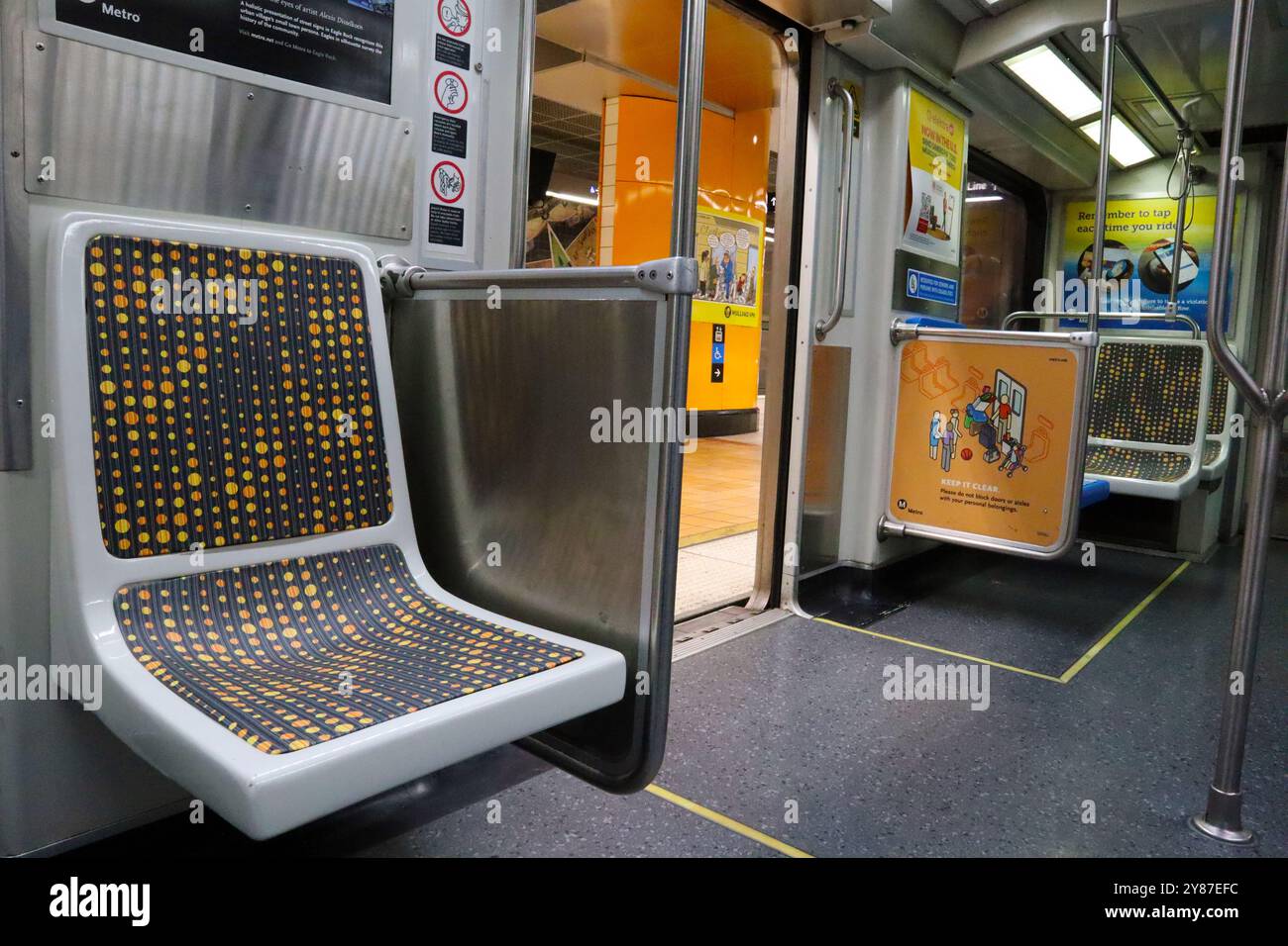 nside view of Los Angeles Metro Rail B Line commuter transport Stock ...
