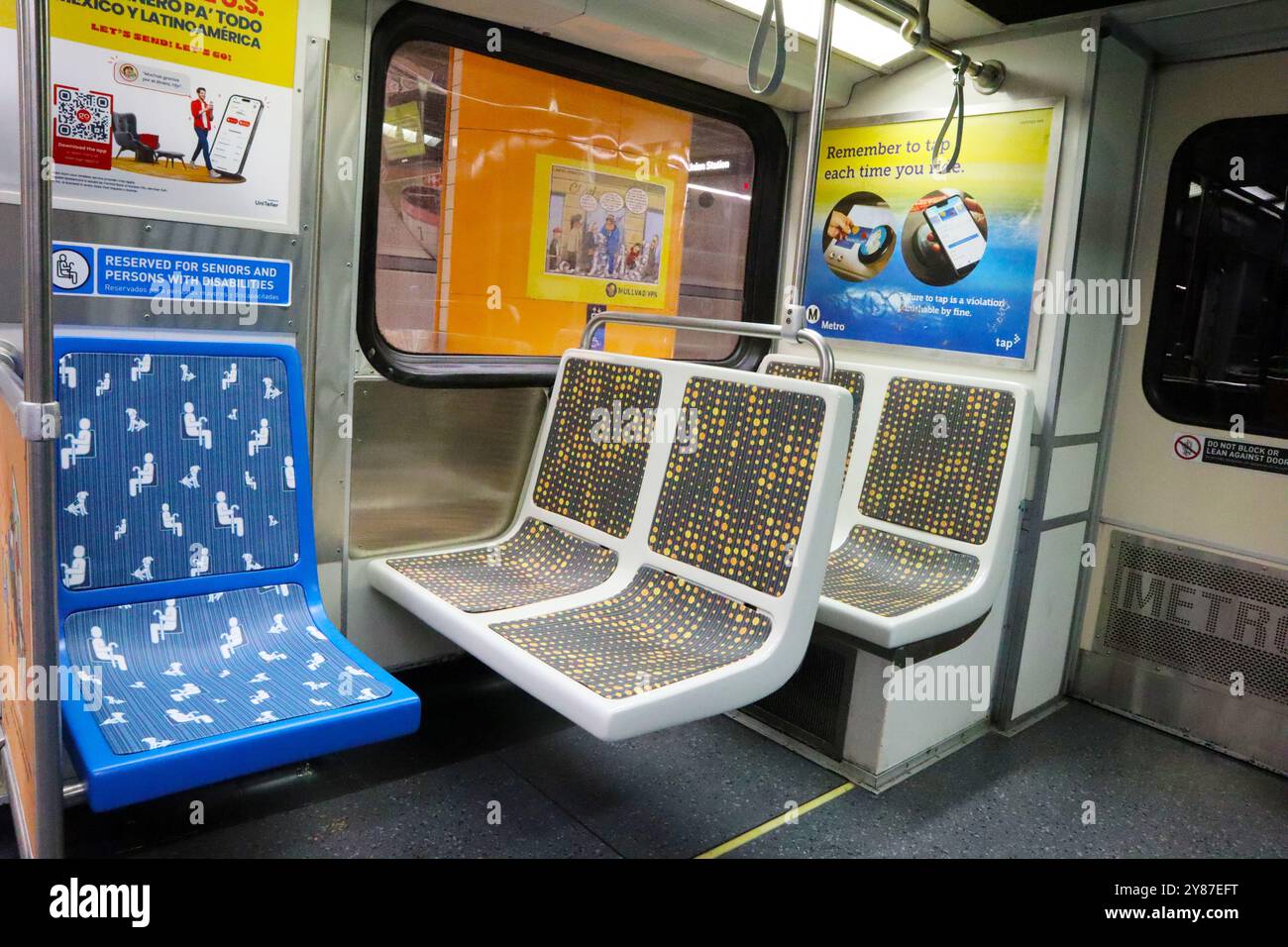 nside view of Los Angeles Metro Rail B Line commuter transport Stock ...