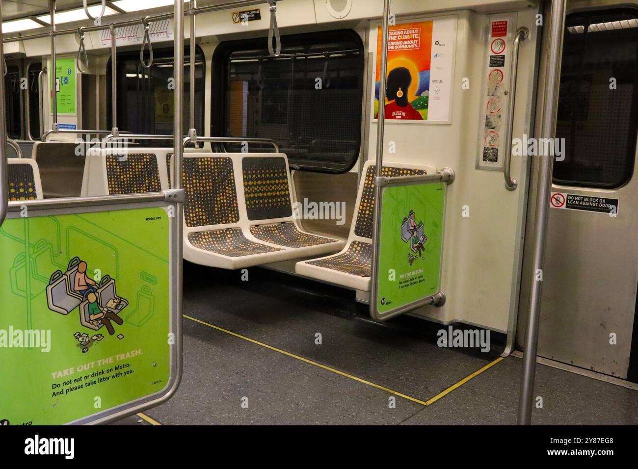 nside view of Los Angeles Metro Rail B Line commuter transport Stock ...