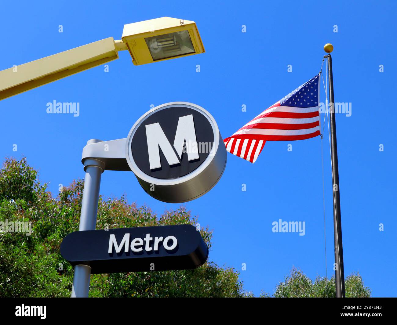 Los Angeles Metro Station sign pole, LA Metro, Public Transport of Los ...