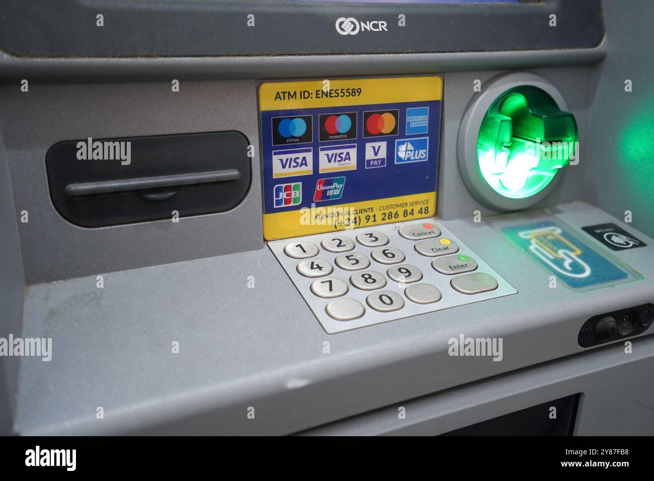 Barcelona, Spain, October 2nd 2024: ATM cash machine shown outside of a ...