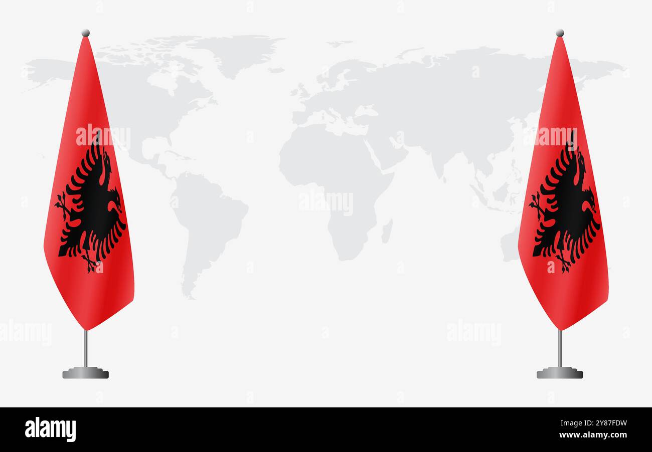 Albania and Albania flags for official meeting against background of ...