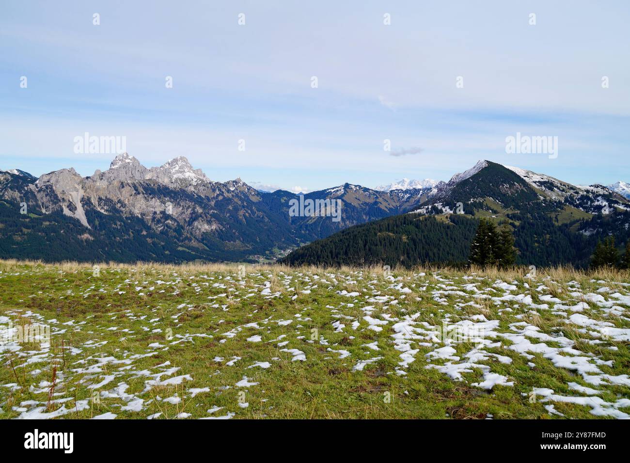scenic snowy alpine panorama from the Austrian Alps, viewed from ...