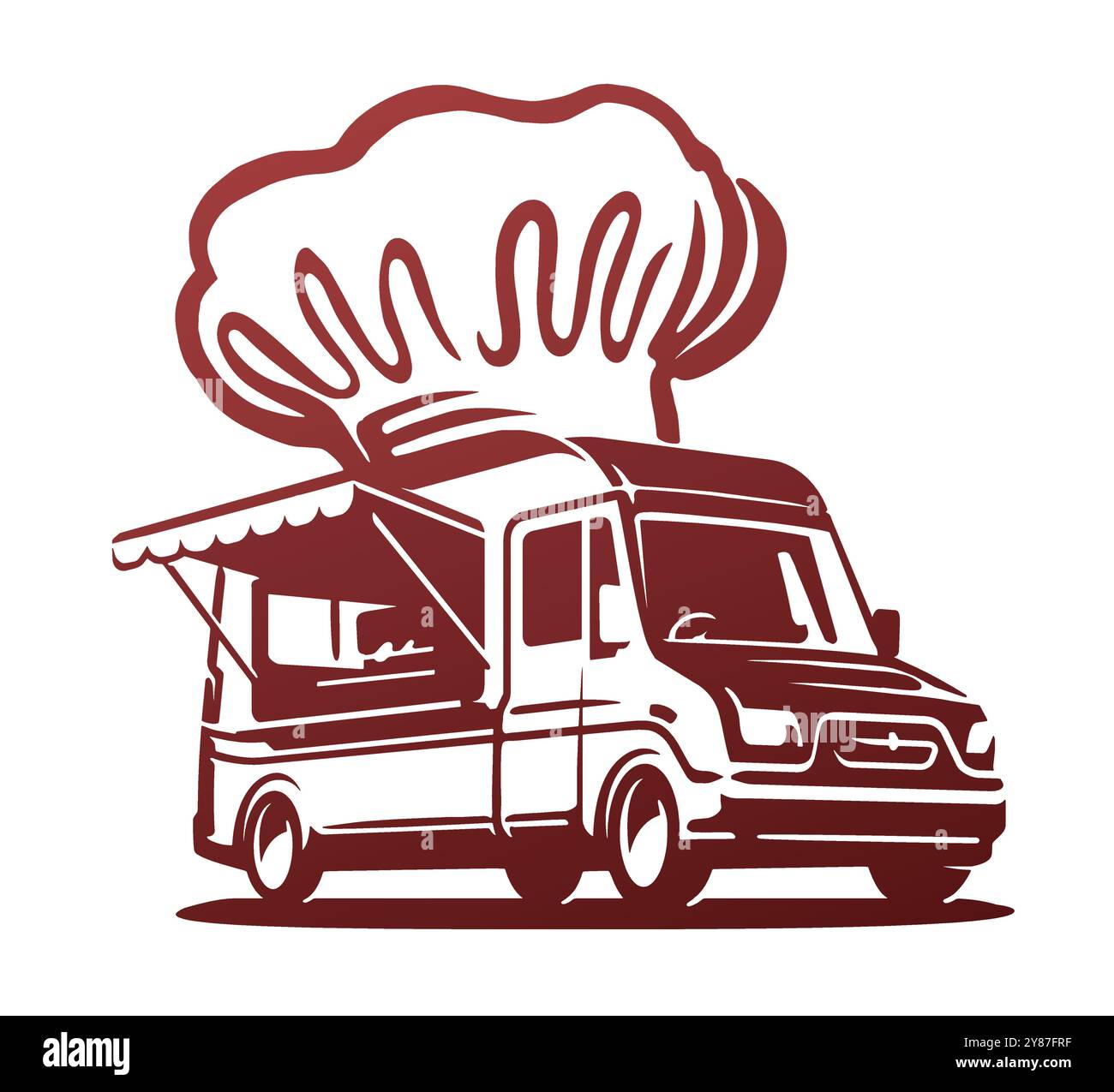 Food truck and chef hat logo. Restaurant, diner street service emblem ...