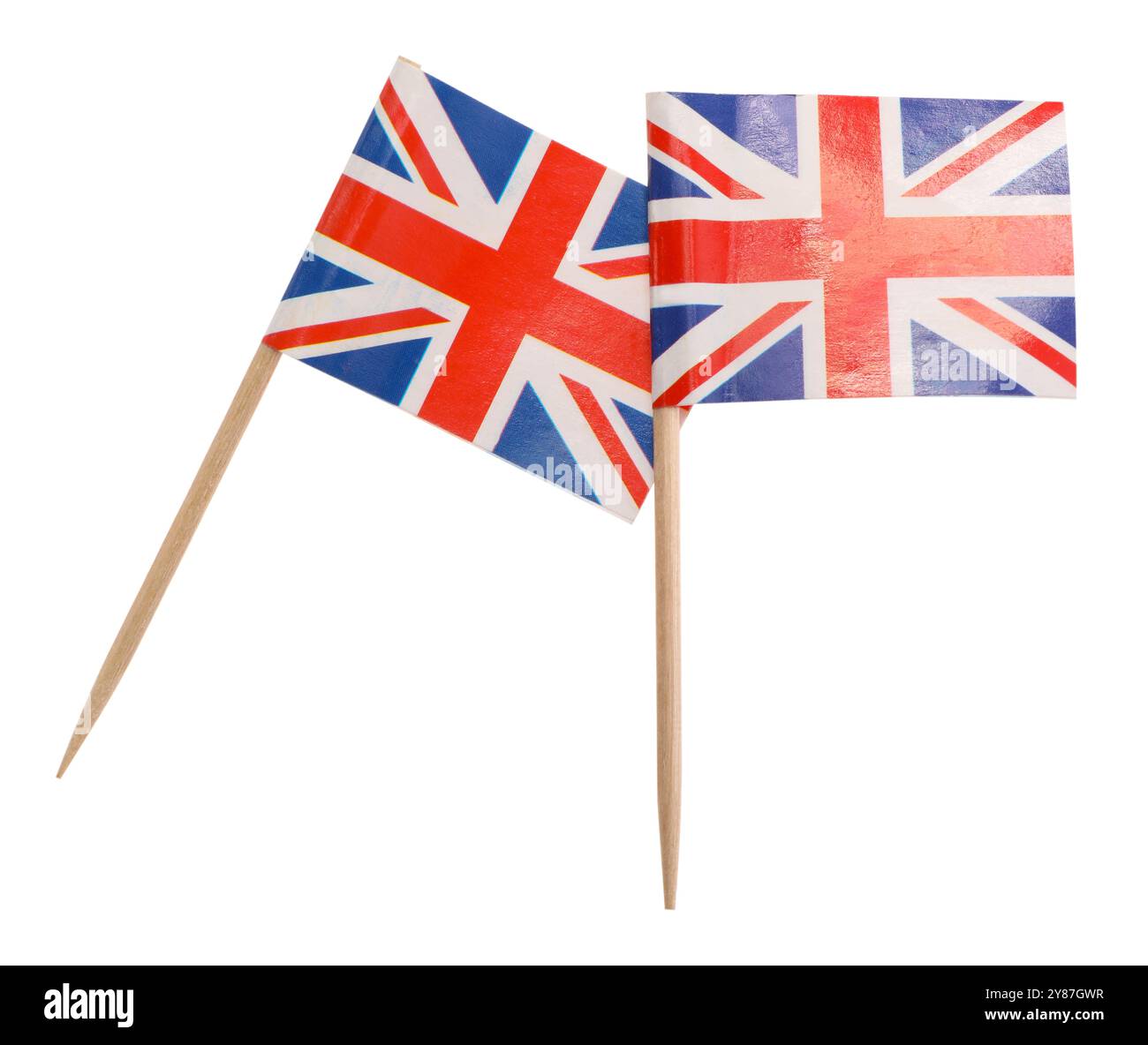 Small paper flags of United Kingdom isolated on white Stock Photo - Alamy