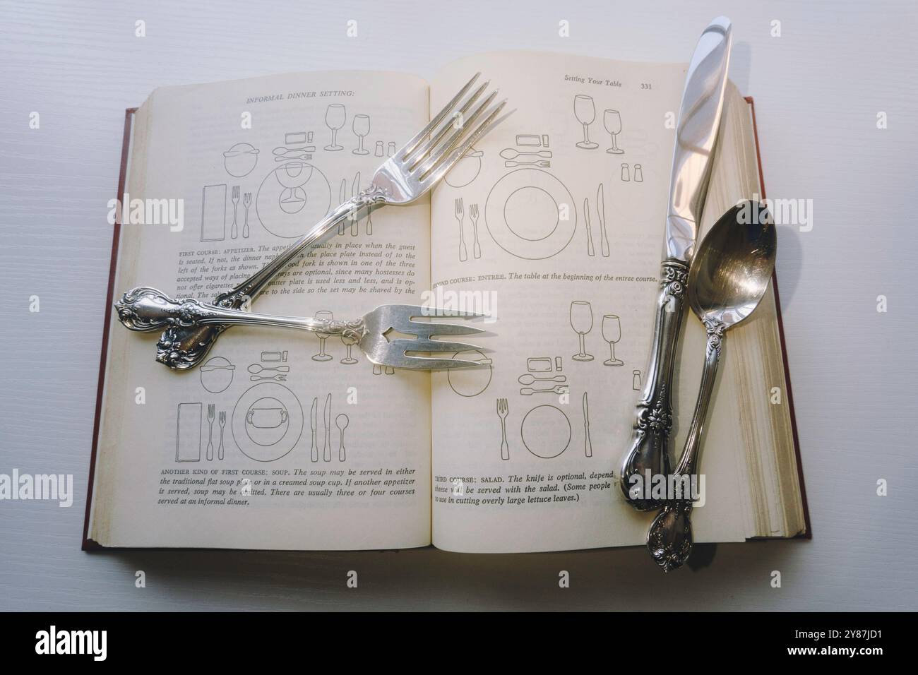 Close-up of Amy Vanderbilt's complete book on etiquette and place ...