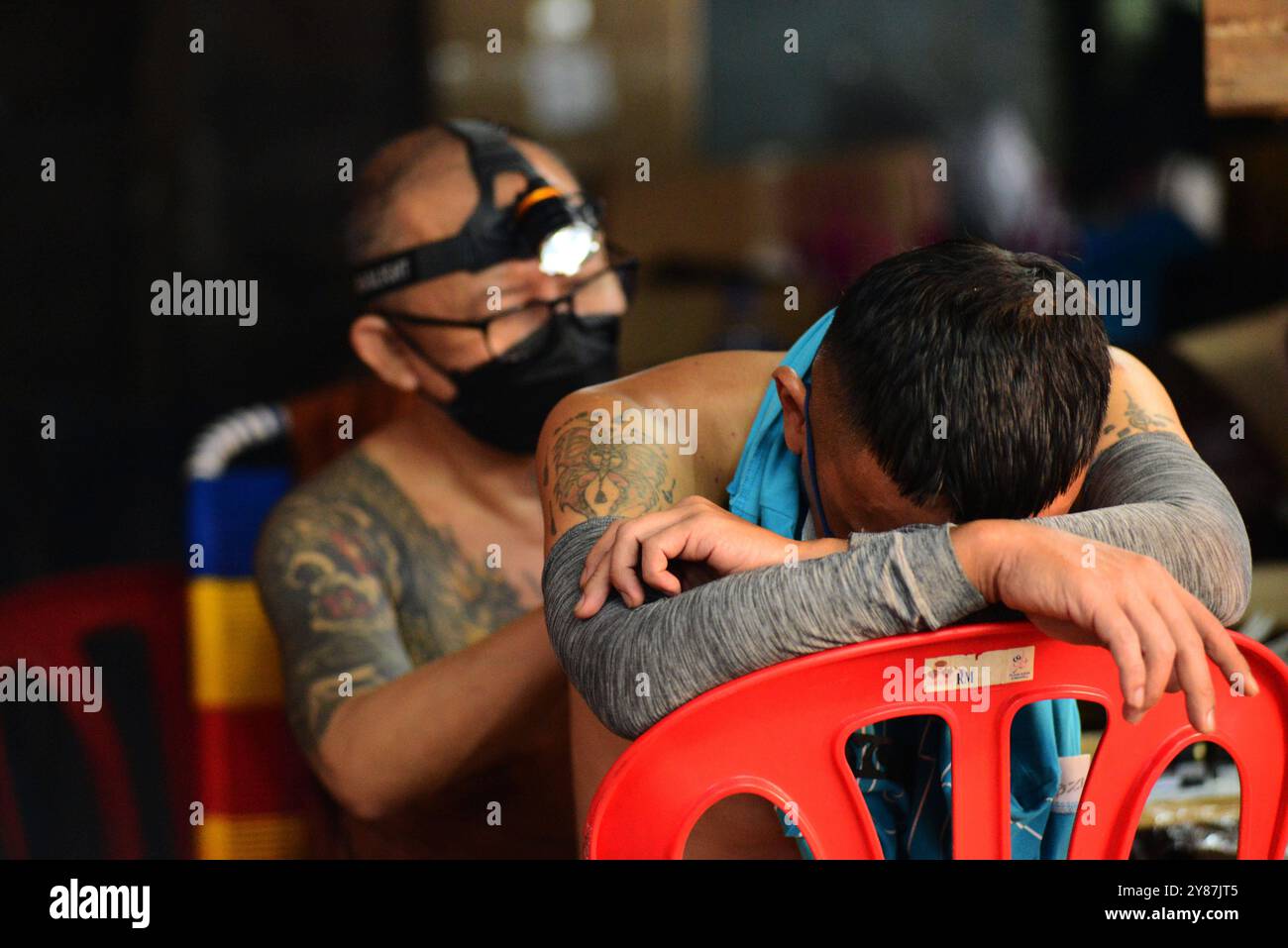 Malaysia Kuala Lumpur 3/10/24.Traditional Sak Yant also called Sak Yan ...