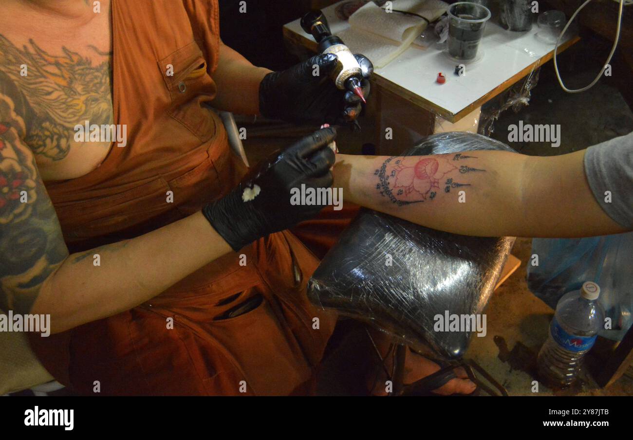 Malaysia Kuala Lumpur 3/10/24.Traditional Sak Yant also called Sak Yan ...