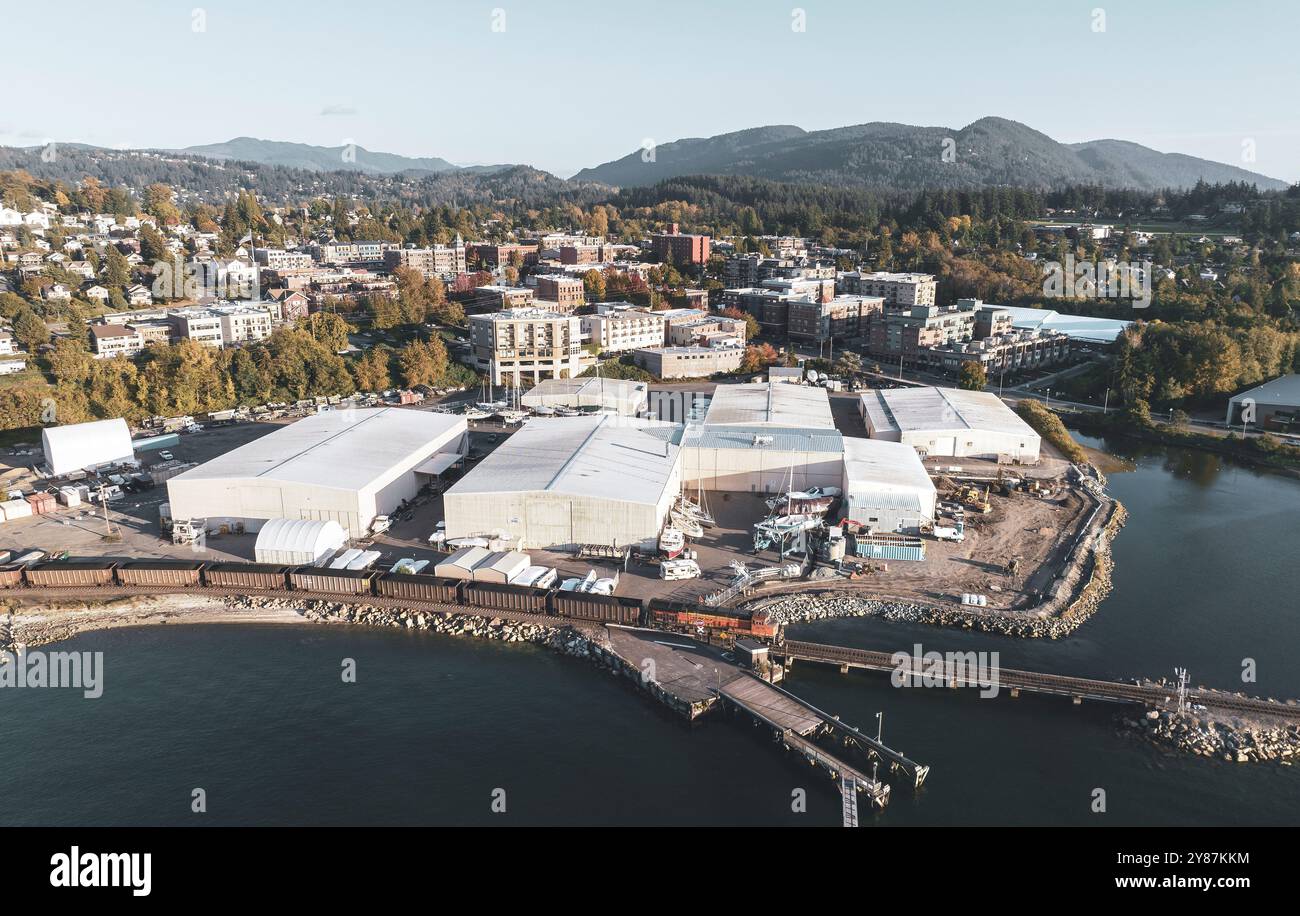 Aerial view of the Fairhaven Shipyard and Alaska Ferry Terminal in ...