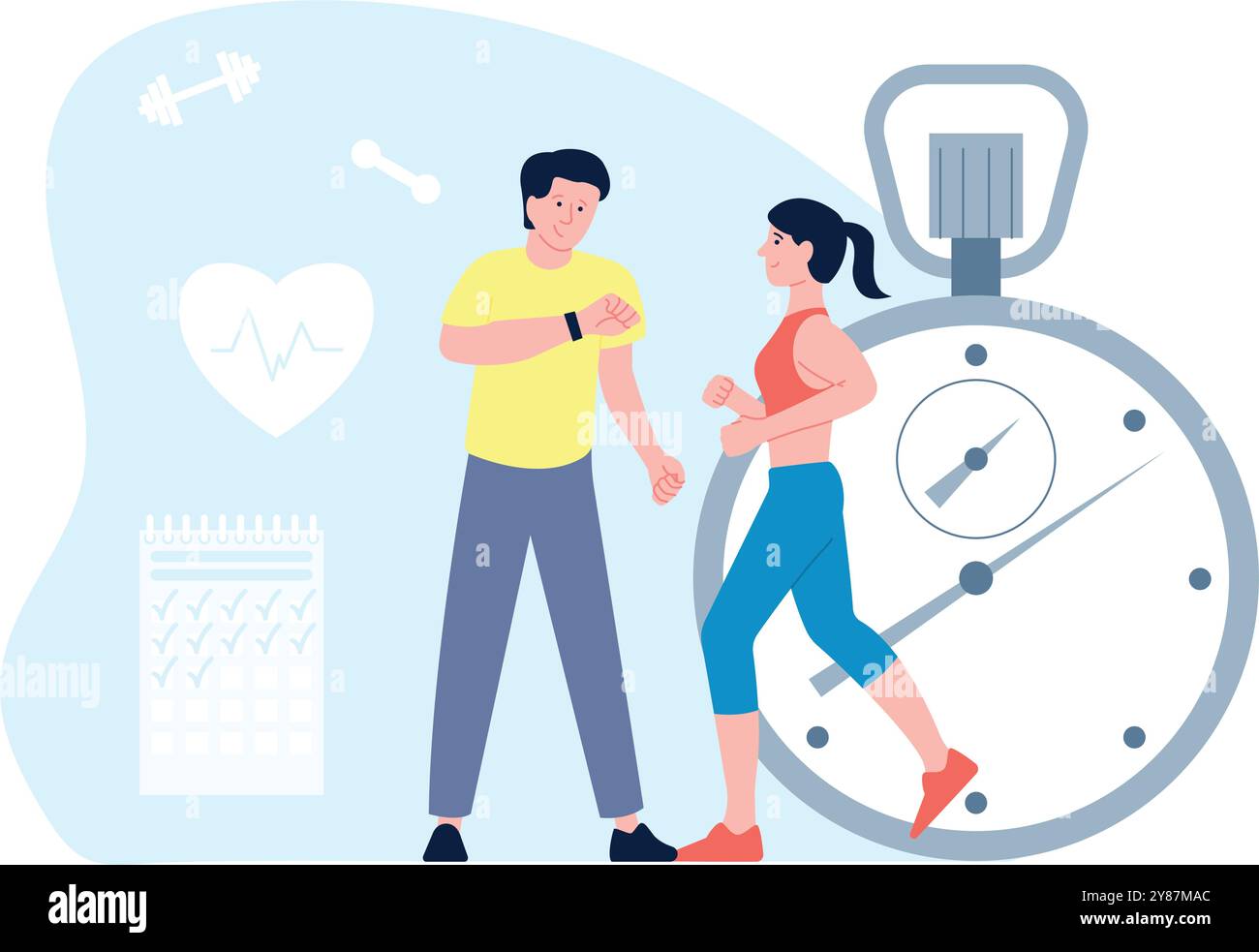 Fitness coach check athlete heartbeat. Exercise pulse Stock Vector ...