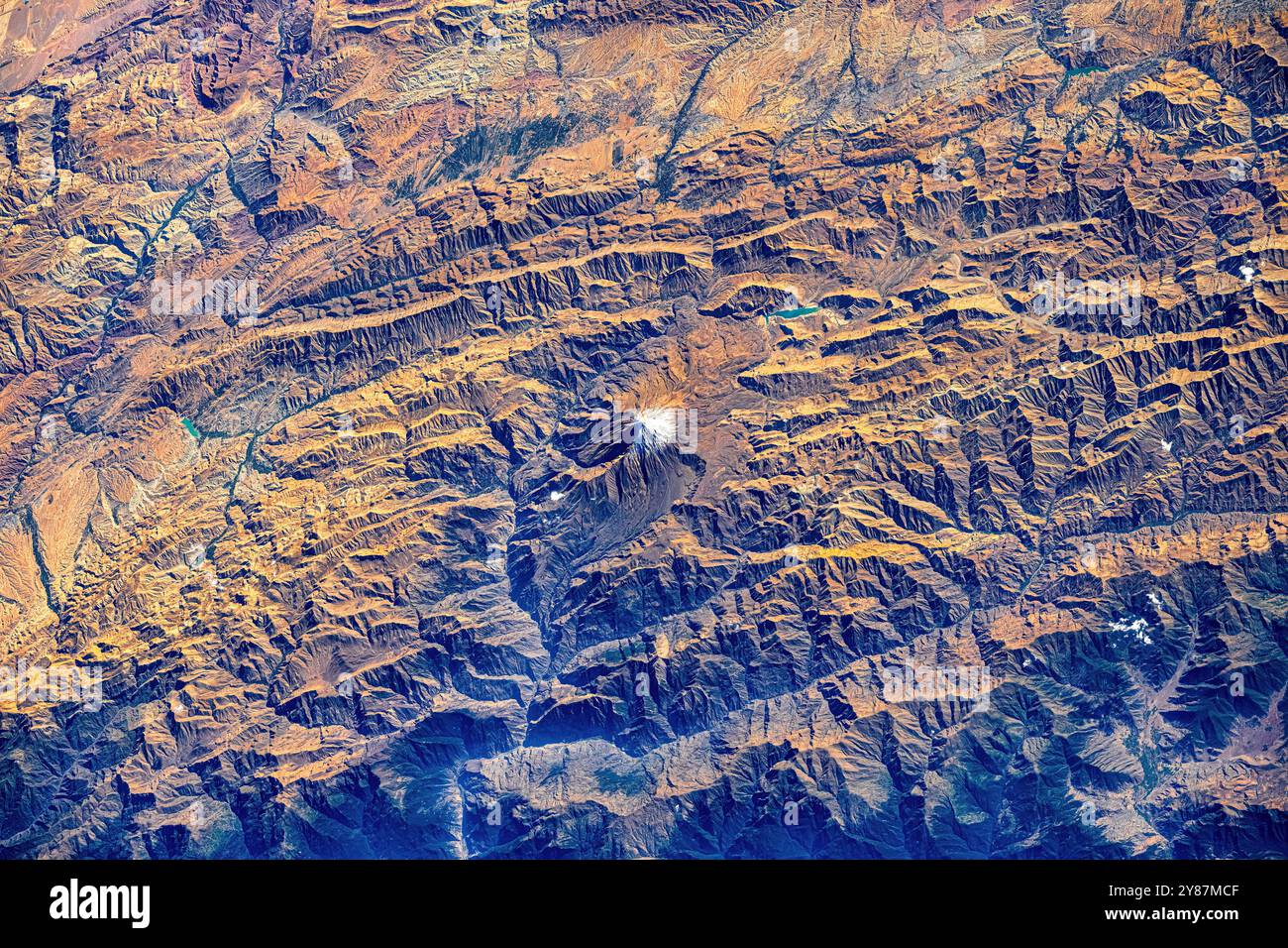 Land feature on a coastal area of the Caspian Sea. Digital enhancement ...