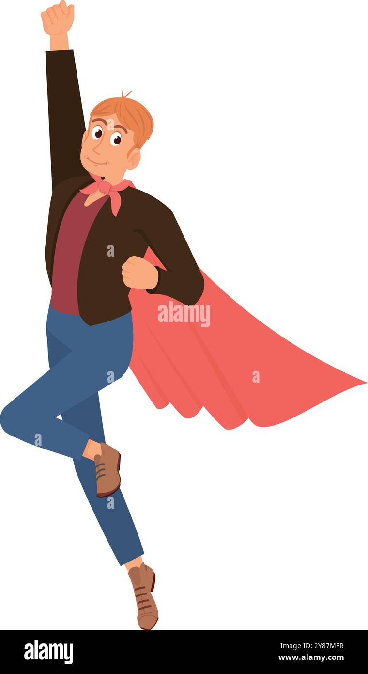 Flying man in red cape. Super power character Stock Vector Image & Art ...