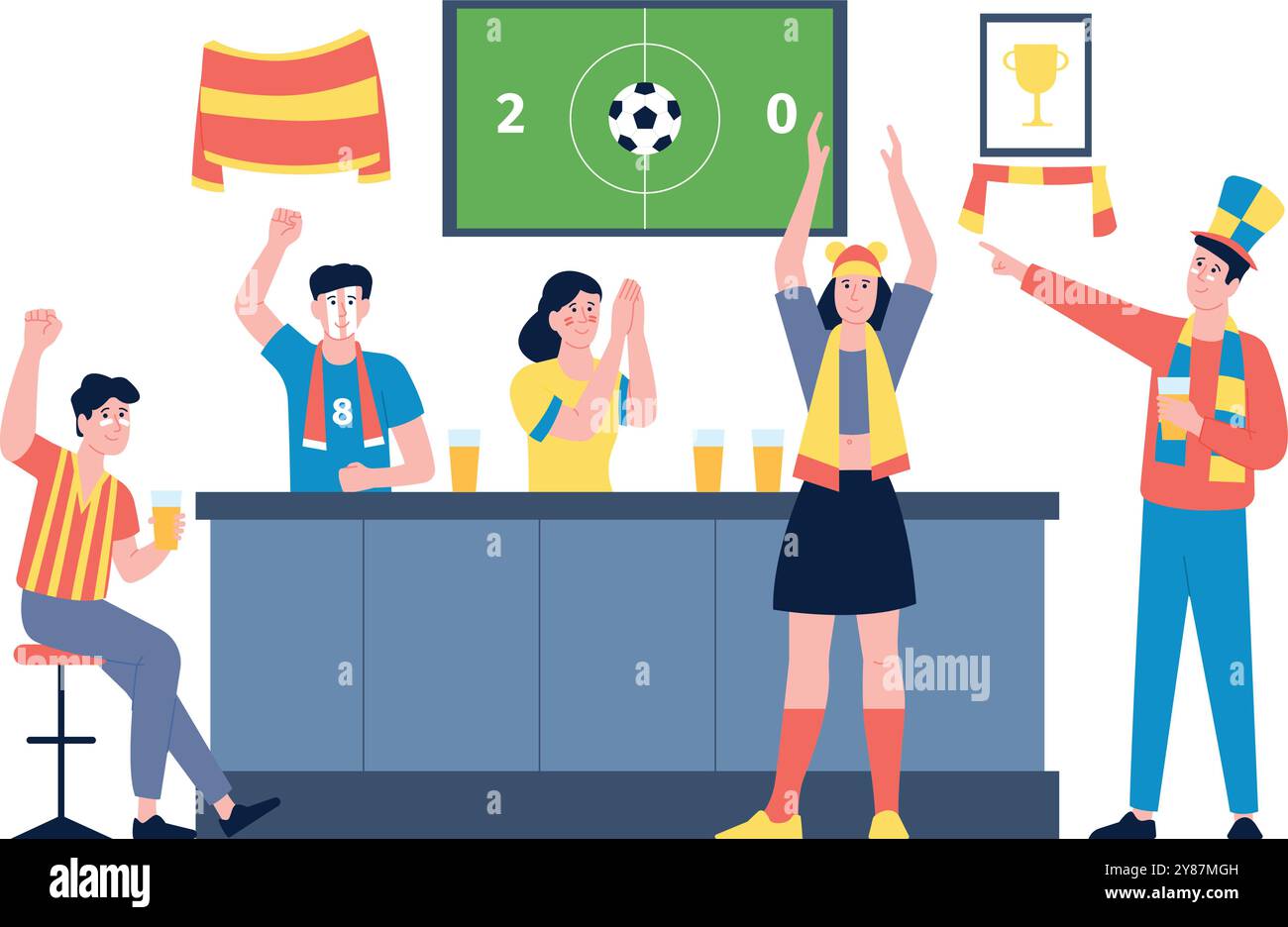 Fans football happy stadium Stock Vector Images - Alamy