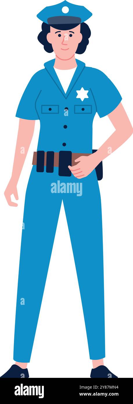 Female police officer. Policewoman color character. Cop person Stock ...
