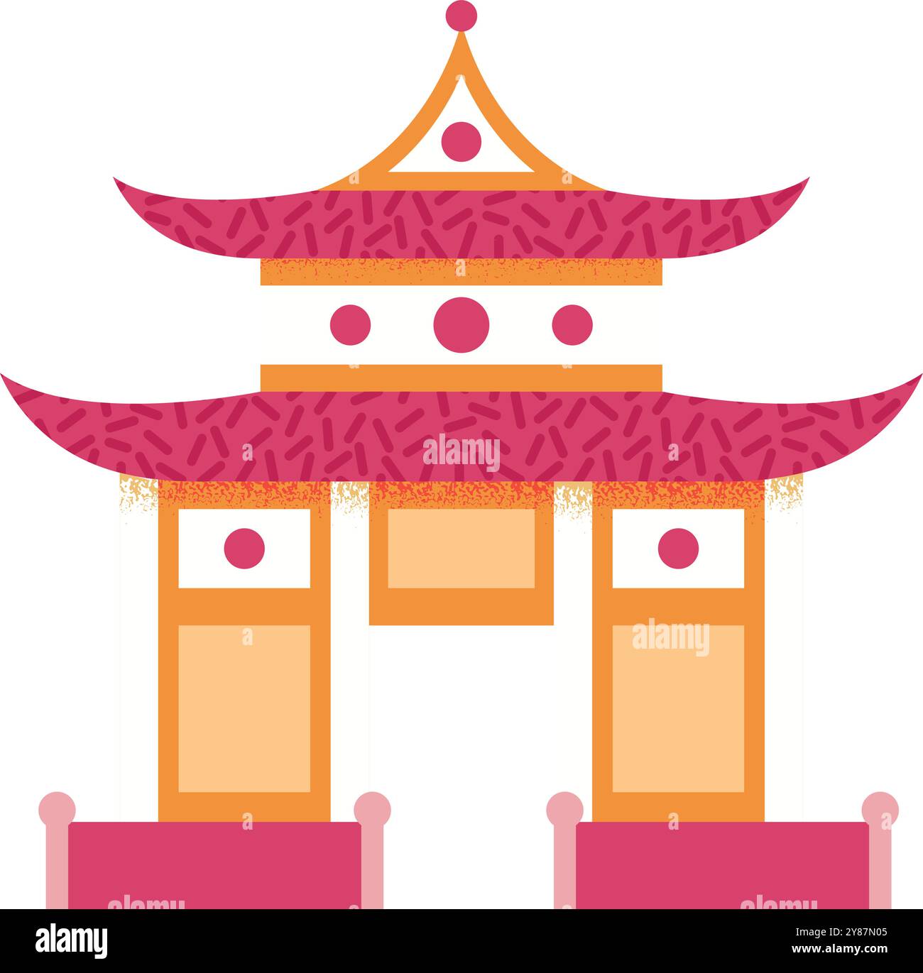 Japanese palace with traditional roof. Travel landmark icon Stock ...