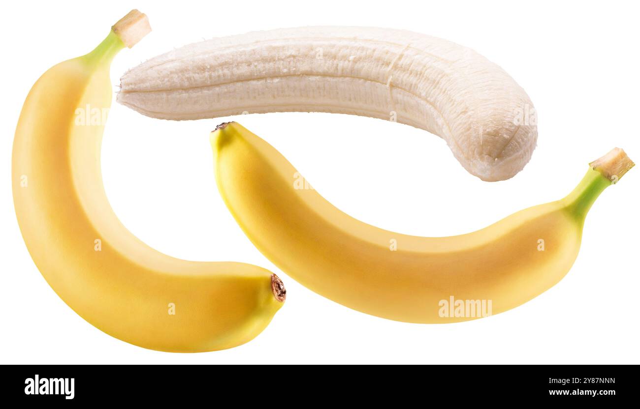 set of the single bananas isolated on a white background Stock Photo ...