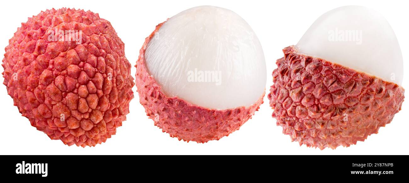 set of the lychees isolated on a white background Stock Photo - Alamy