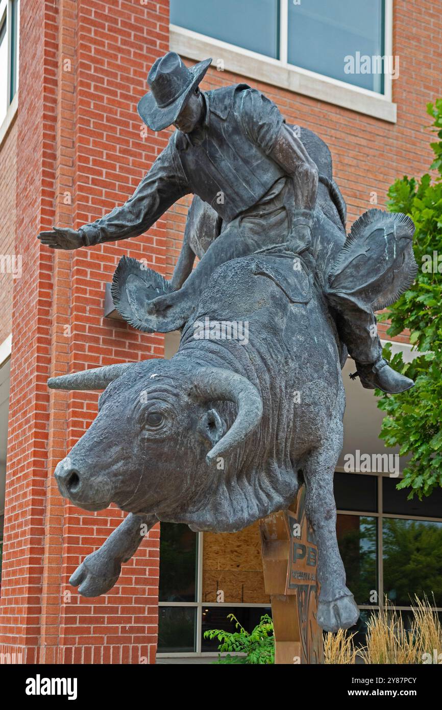 Pueblo, Colorado - A statue of a bull rider outside the headquarters of ...