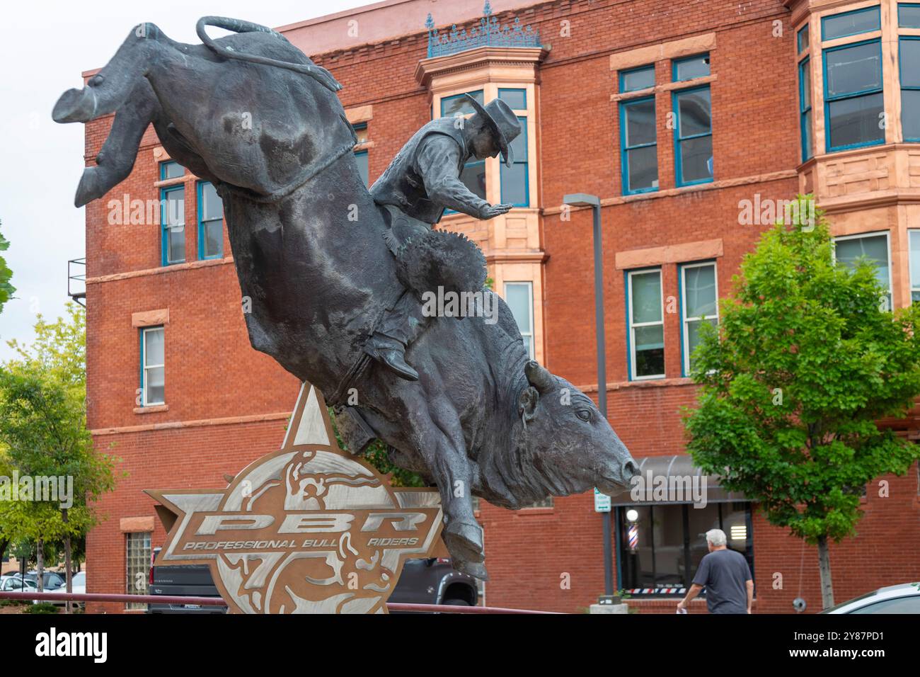Pueblo, Colorado - A statue of a bull rider outside the headquarters of ...
