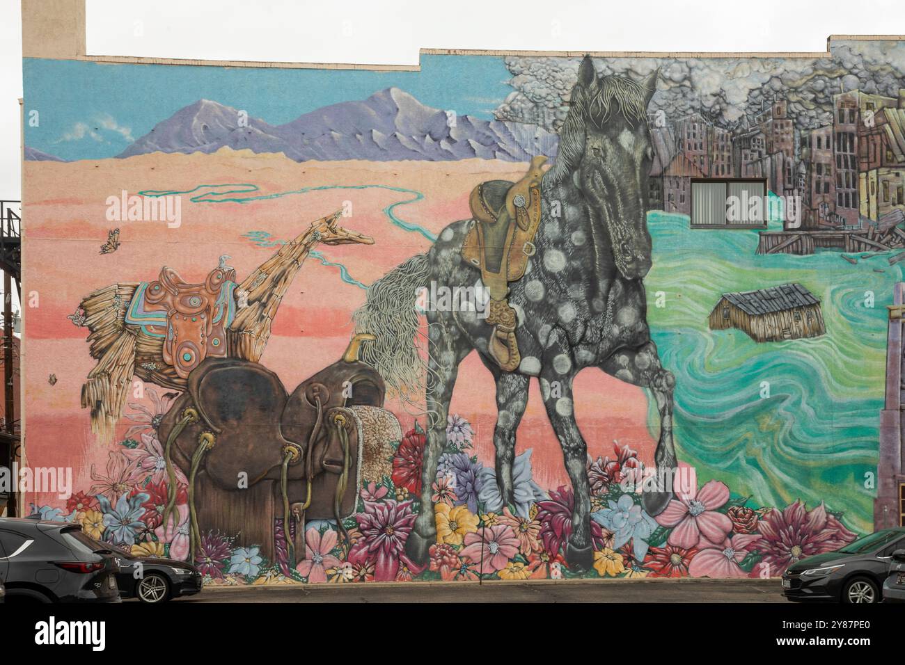 Pueblo, Colorado - Artwork on the wall of a downtown building showcases ...