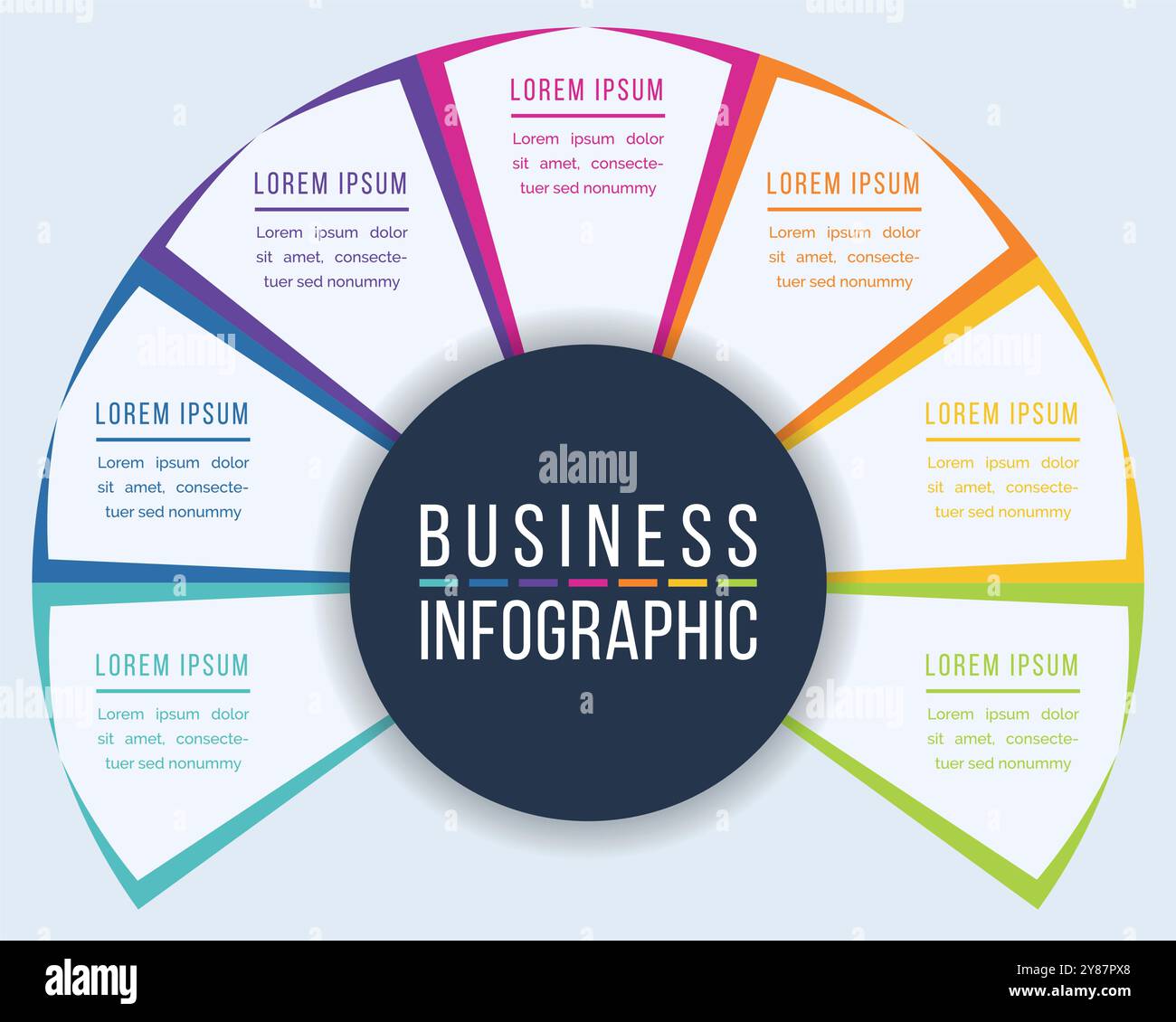 Circle Infographic design 7 steps, objects, elements or options ...